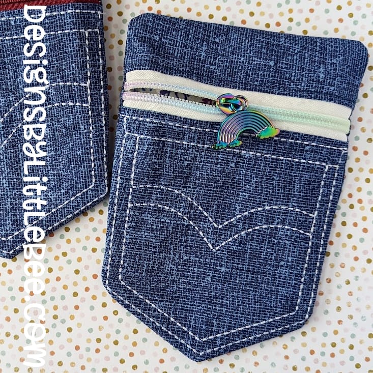 Mid-Zip Denim Pocket Zipper Bag for Size 5 Zipper - Designs by Little Bee