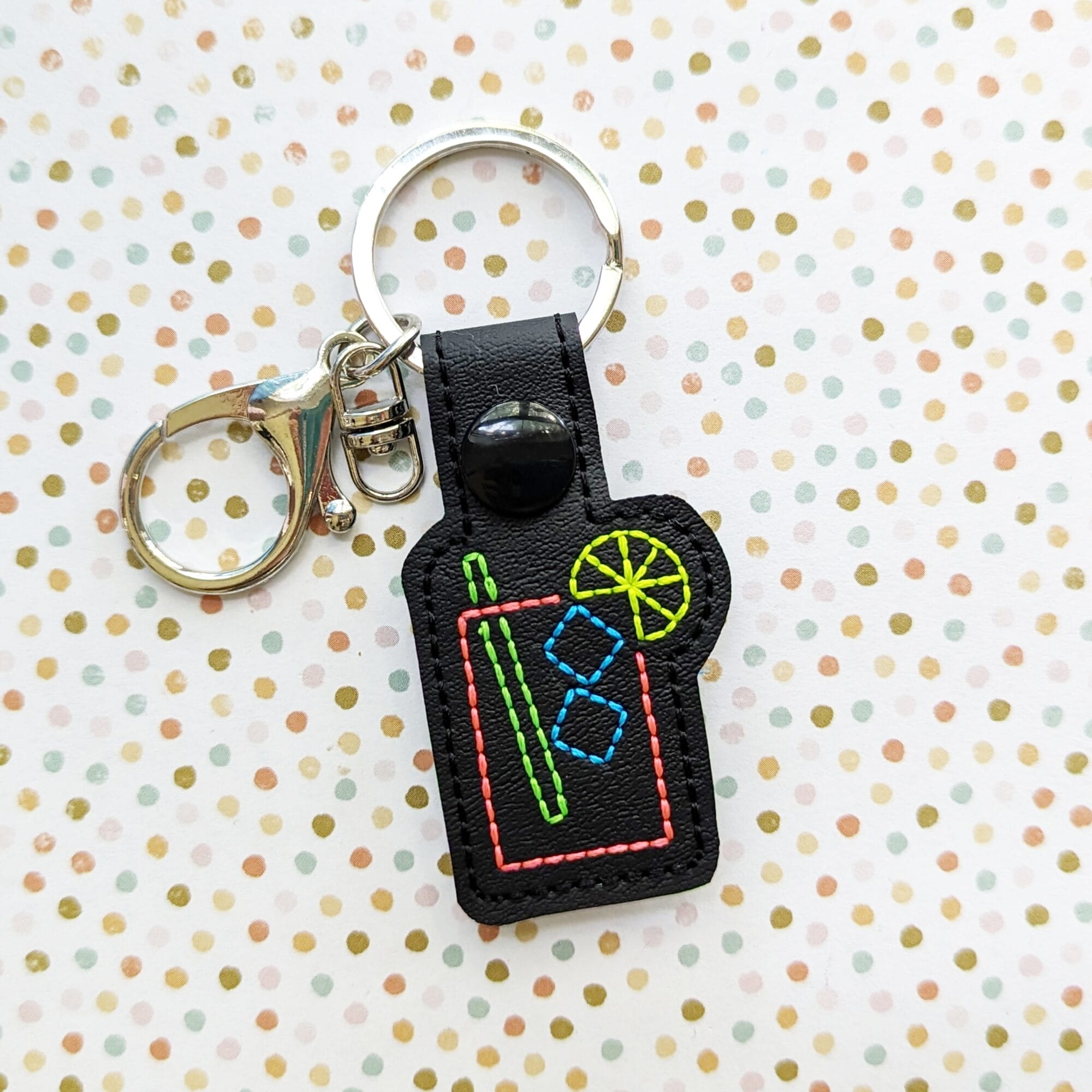Neon Iced Tea Snap Tab & Eyelet Key Fob - Designs by Little Bee