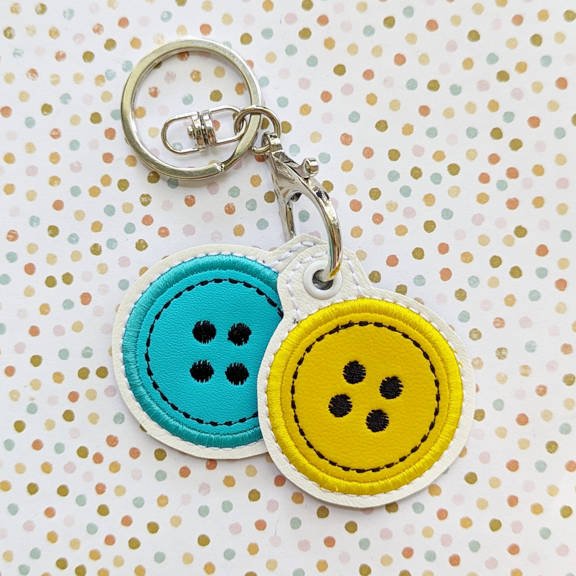Buttons Snap Tab & Eyelet Key Fob - Designs by Little Bee