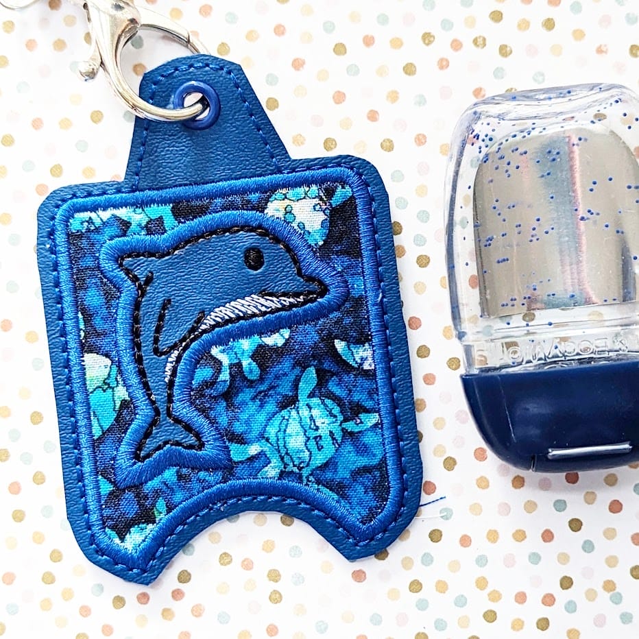 Dolphin Applique Hand Sanitizer Case - Snap Tab and Eyelet Key Fob ...