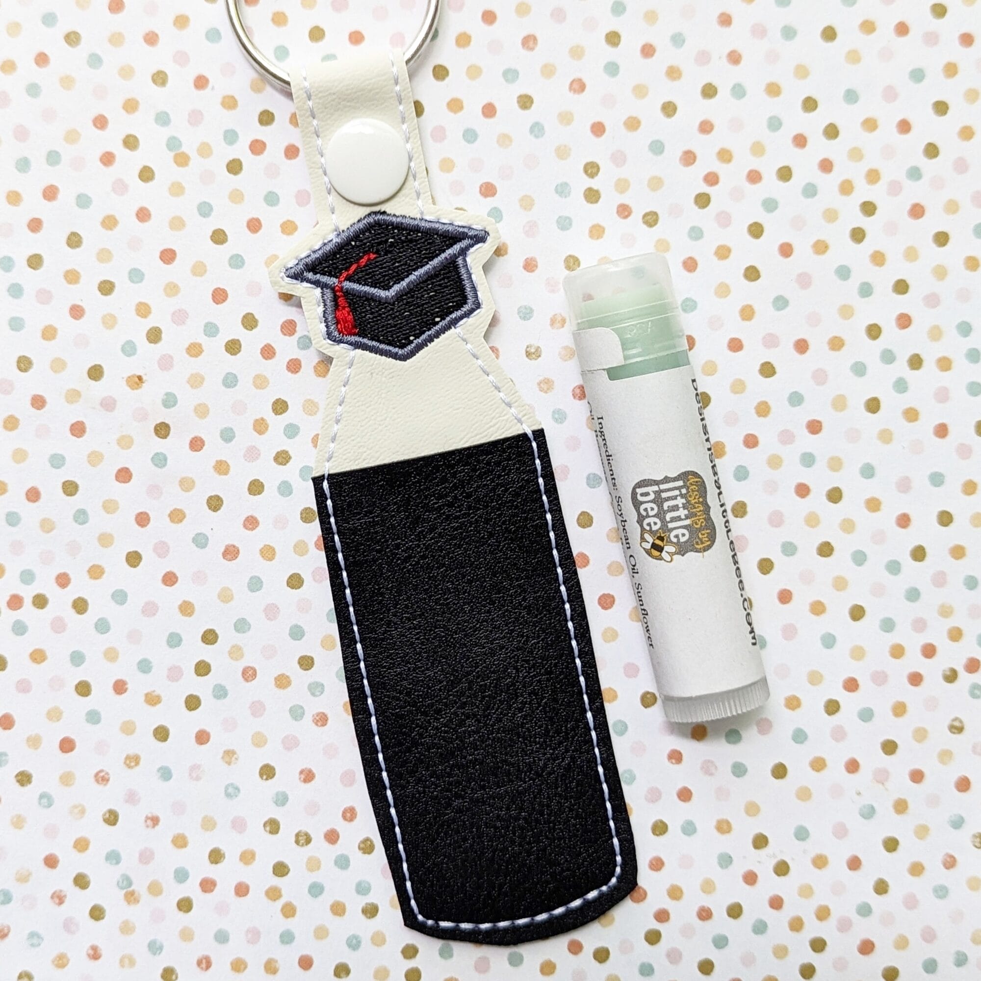 Graduation Cap Lip Balm Holder - Snap Tab & Eyelet Key Fob - Designs by ...
