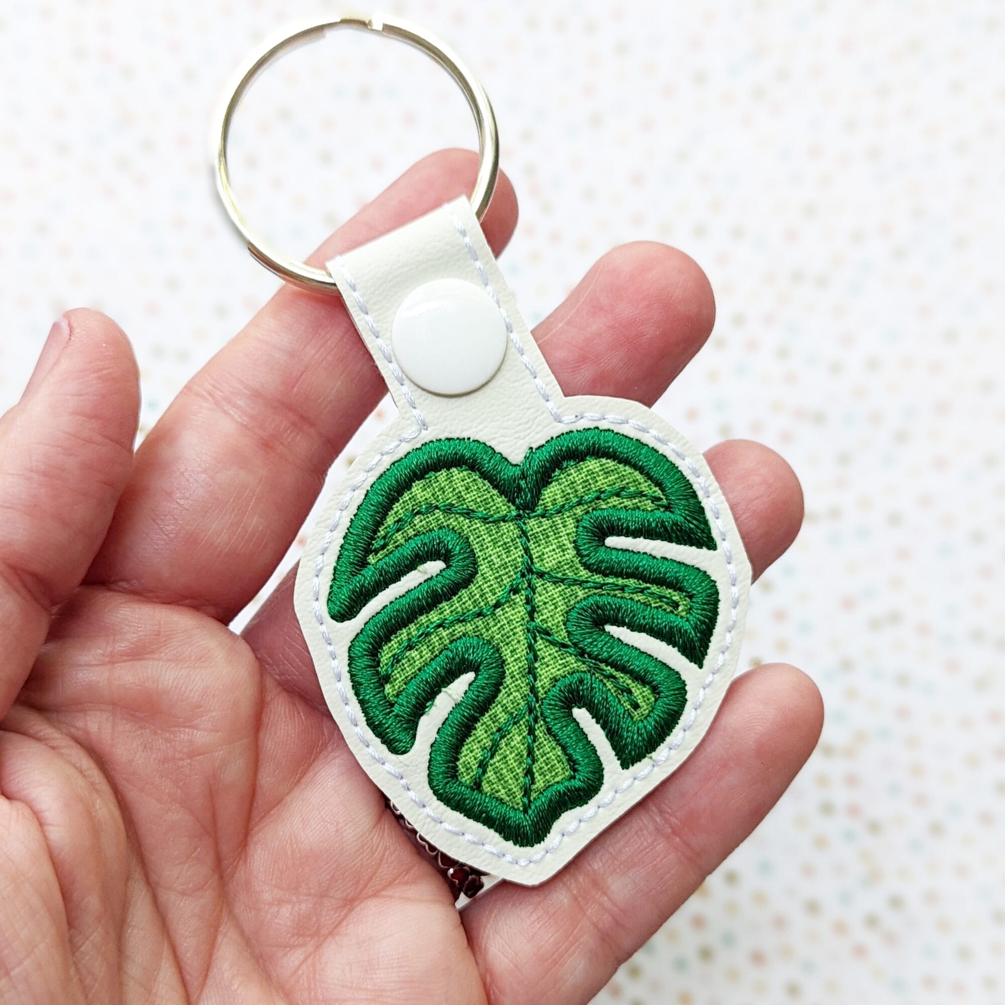 Monstera Applique Snap Tab & Eyelet Key Fob - Designs by Little Bee