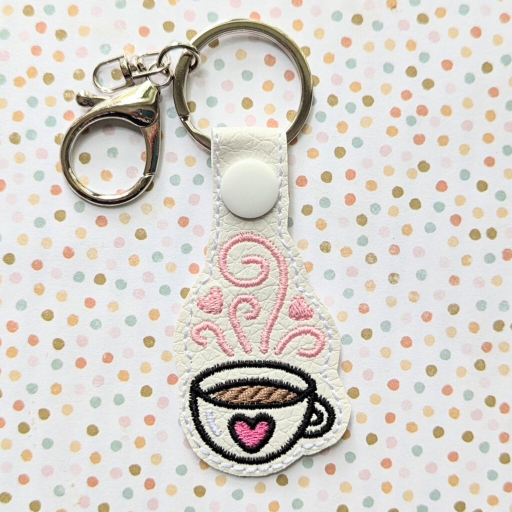 Coffee Cup Snap Tab & Eyelet Key Fob - Designs by Little Bee