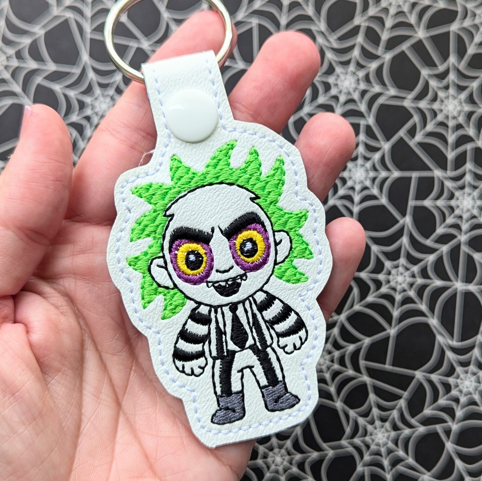 Beetlejuice Snap Tab & Eyelet Key Fob - Designs by Little Bee