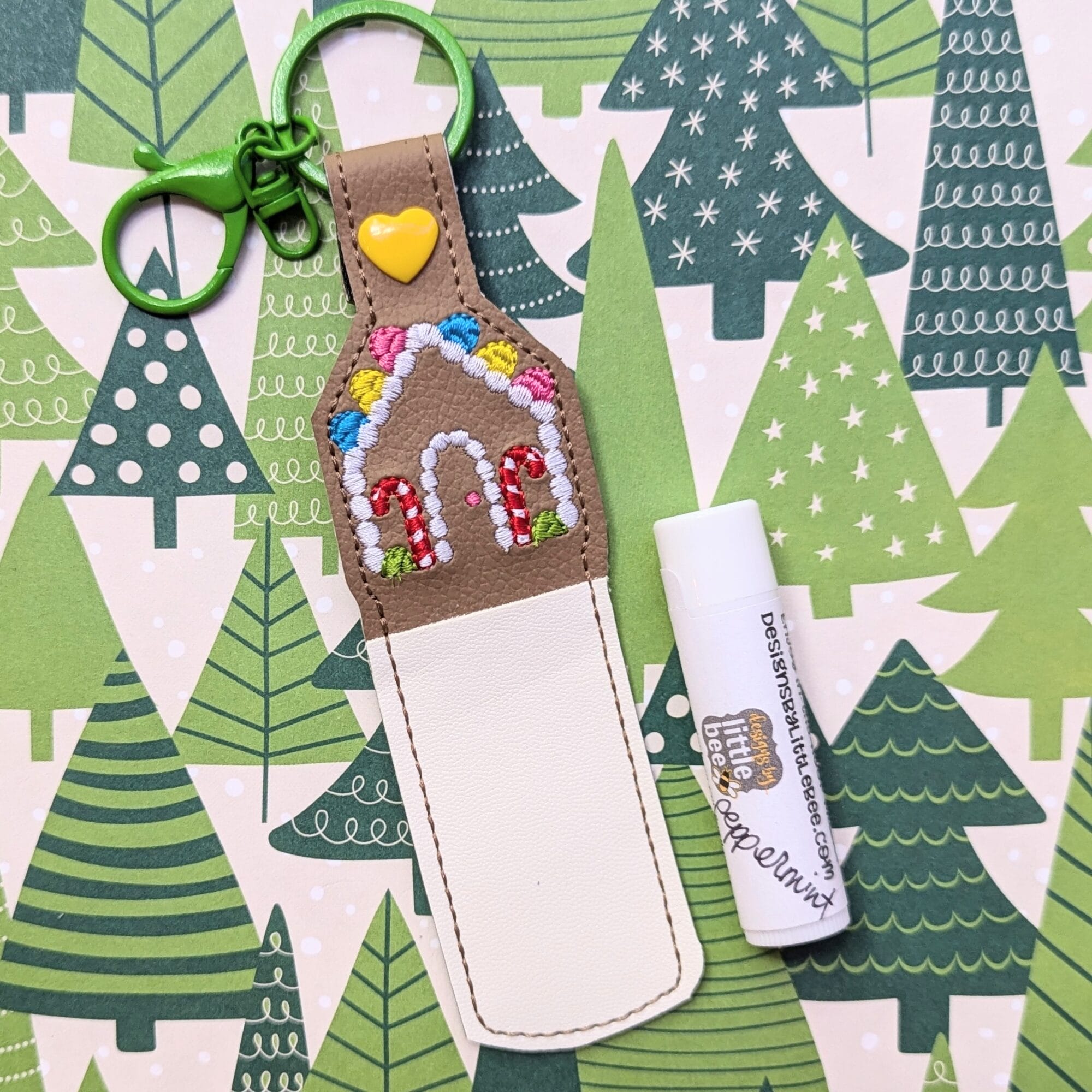 Gingerbread House Lip Balm Holder - Snap Tab & Eyelet Key Fob - Designs ...