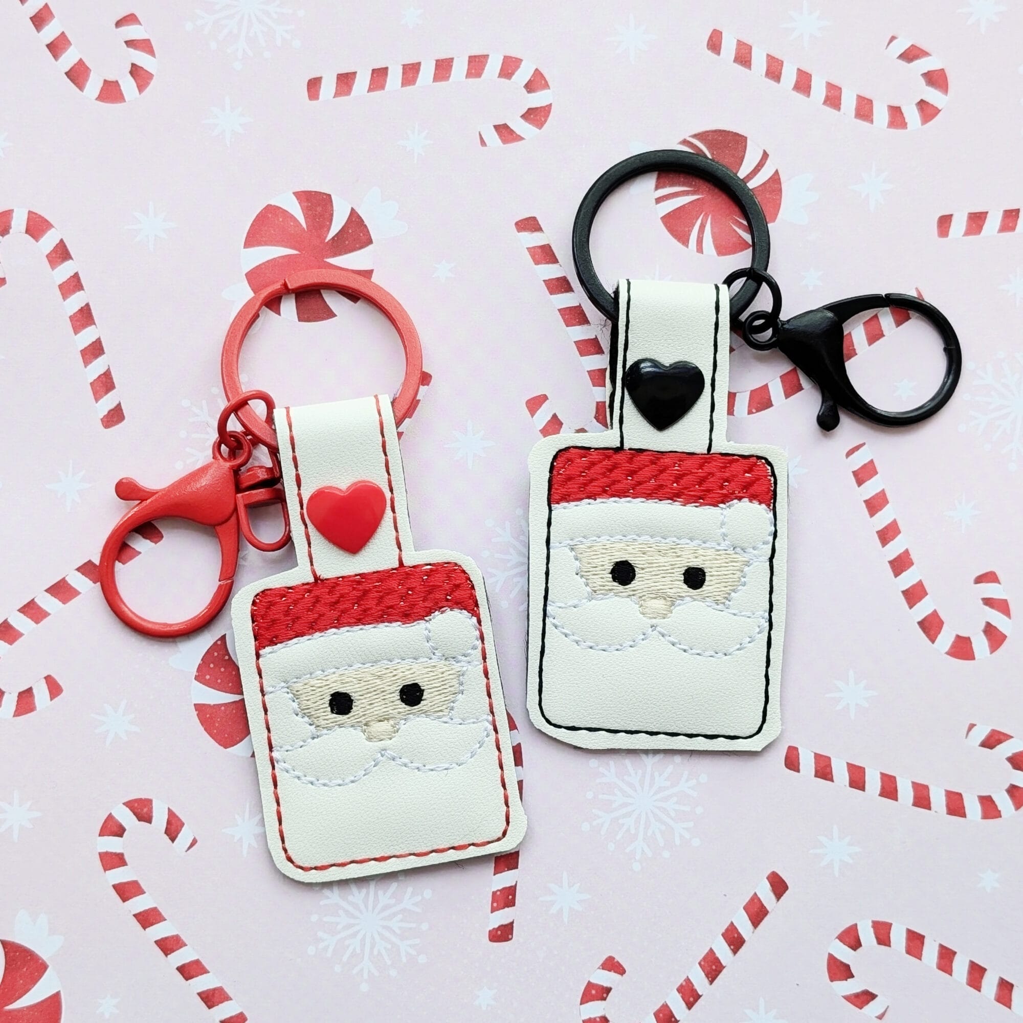 Santa Square Snap Tab & Eyelet Key Fob - Designs by Little Bee
