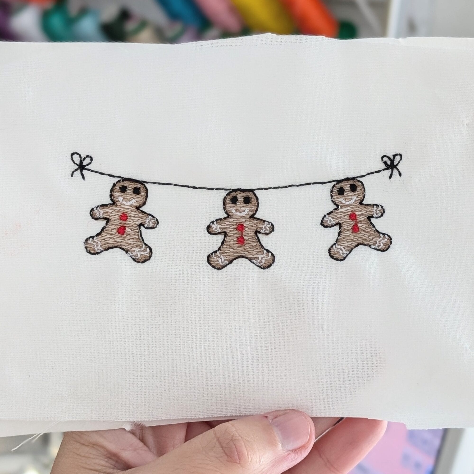 Gingerbread Man Bunting Embroidery Design - Designs by Little Bee