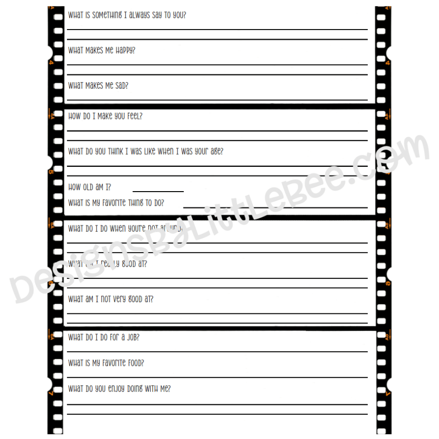 PRINTABLE Kid Interview Questions - Year End, Mother's Day - Designs by ...
