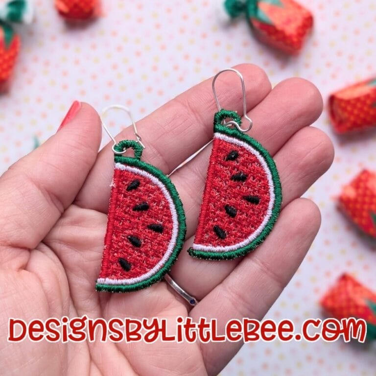 Watermelon FSL Earrings - Designs by Little Bee