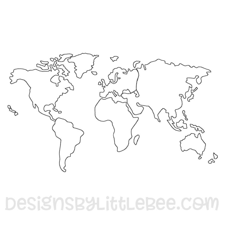 World Map Embroidery Design - Designs by Little Bee
