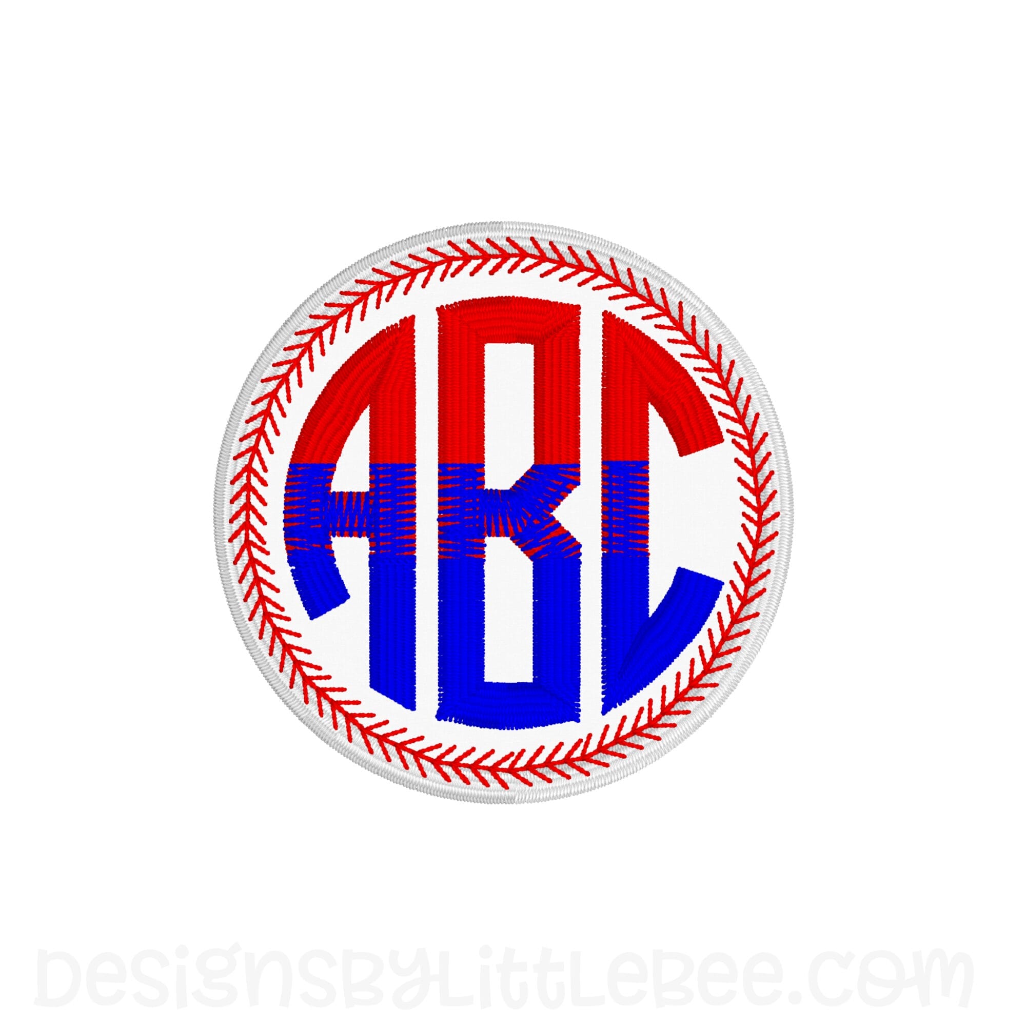 Baseball Monogram Circle - Embroidery or Applique - Designs by Little Bee